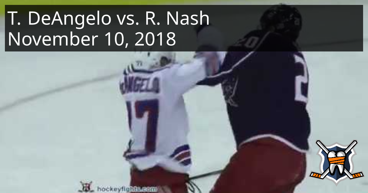 Tony DeAngelo vs. Riley Nash, November 10, 2018 - New York Rangers vs ...