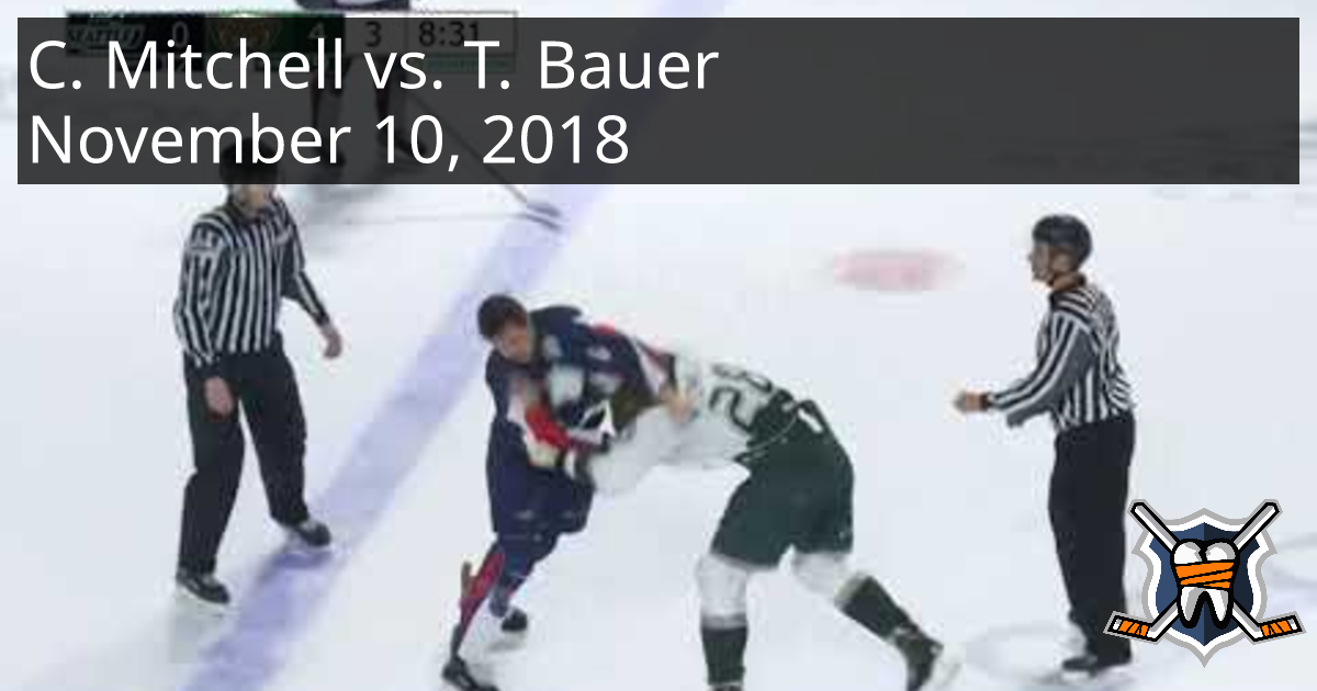 Conrad Mitchell vs. Tyrel Bauer, November 10, 2018 - Everett Silvertips ...