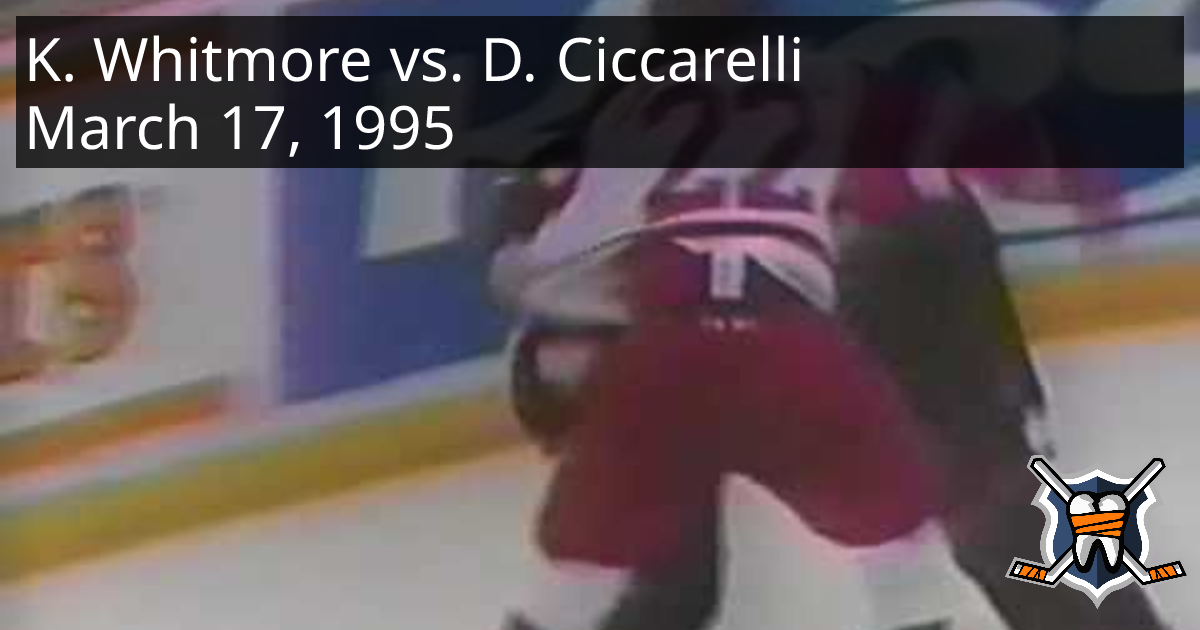 Kay Whitmore vs. Dino Ciccarelli, March 17, 1995 - Vancouver Canucks vs ...