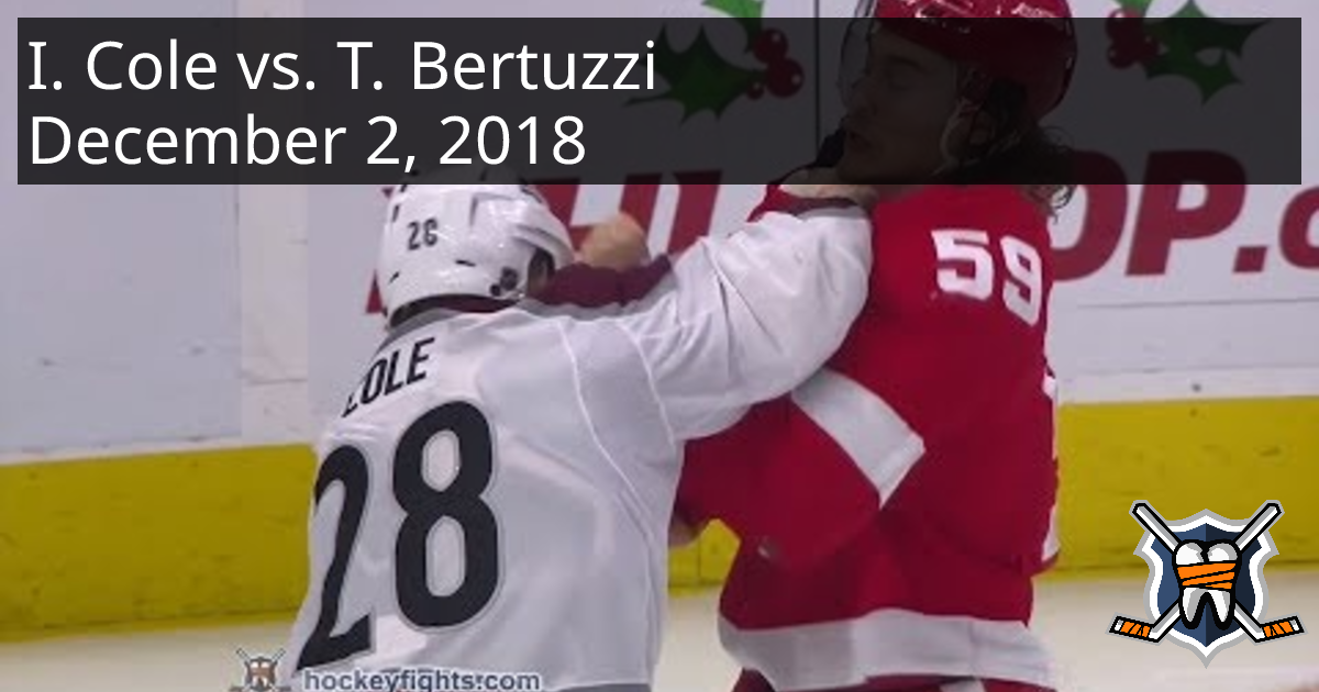 Ian Cole vs. Tyler Bertuzzi, December 2, 2018 - Colorado Avalanche vs ...