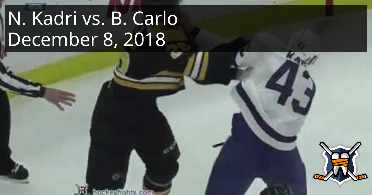 Nazem Kadri vs. Brandon Carlo, December 8, 2018 - Toronto Maple Leafs ...