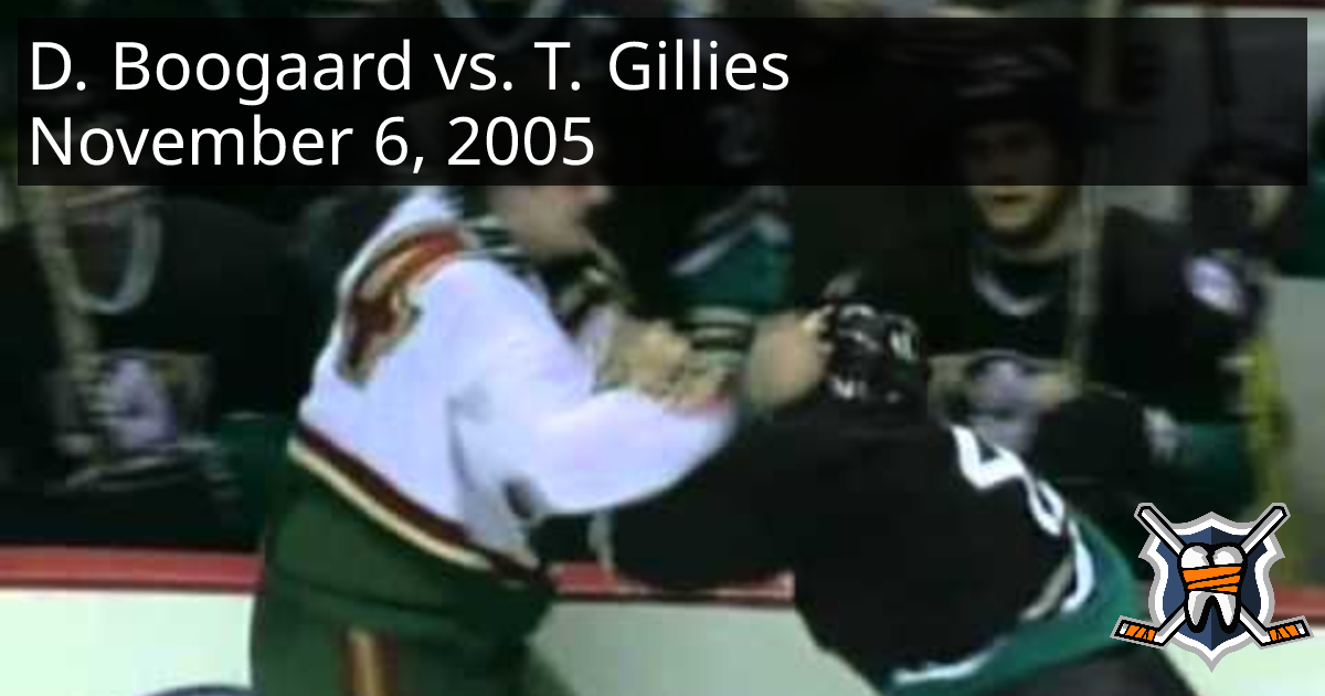 Derek Boogaard vs. Trevor Gillies, November 6, 2005 - Minnesota Wild vs ...