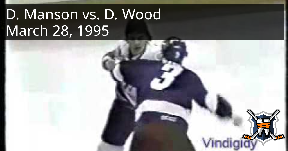 Dave Manson vs. Dody Wood, March 28, 1995 - Winnipeg Jets vs. San Jose ...