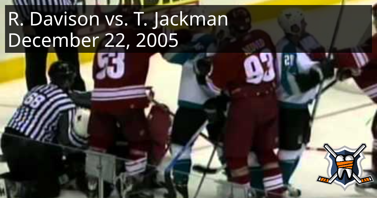 Rob Davison vs. Tim Jackman, December 22, 2005 - San Jose Sharks vs ...