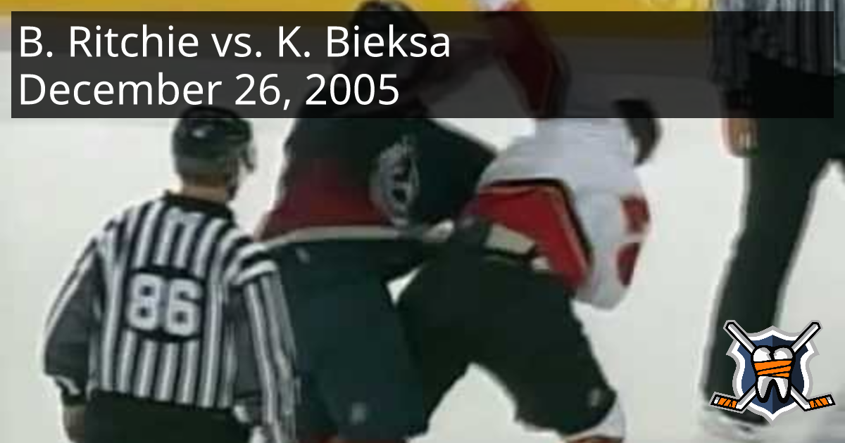 Byron Ritchie vs. Kevin Bieksa, December 26, 2005 - Calgary Flames vs ...