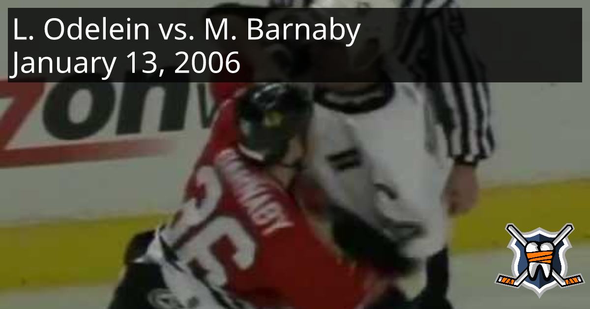 Lyle Odelein vs. Matthew Barnaby, January 13, 2006 - Pittsburgh ...