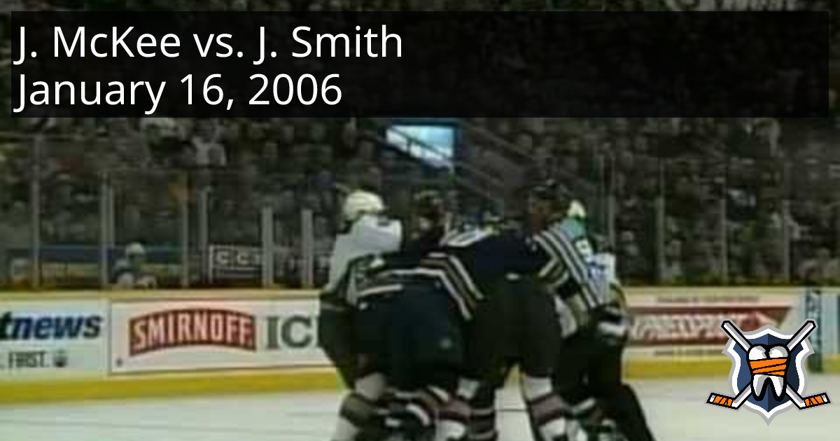 Jay McKee vs. Jason Smith, January 16, 2006 - Buffalo Sabres vs ...