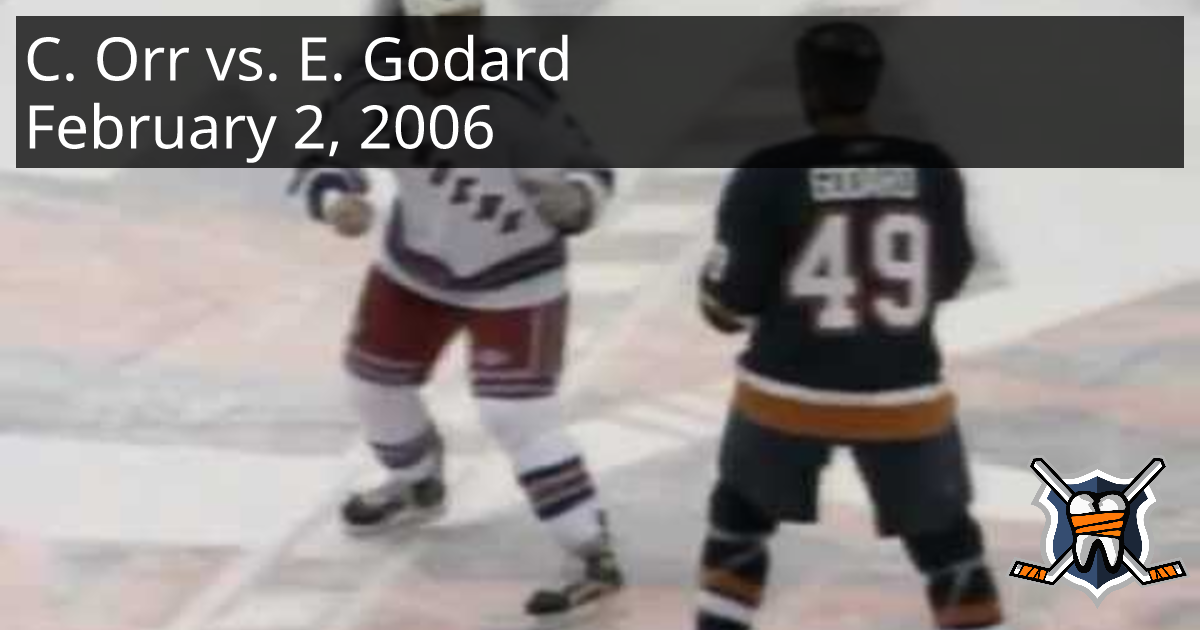 Colton Orr vs. Eric Godard, February 2, 2006 - New York Rangers vs. New ...