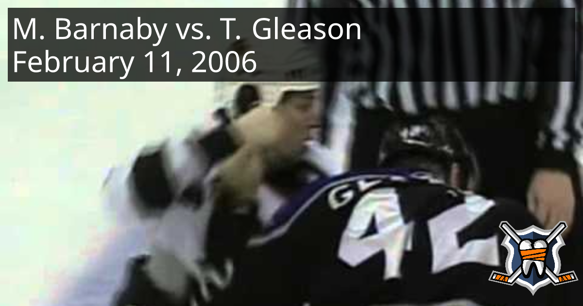 Matthew Barnaby vs. Tim Gleason, February 11, 2006 - Chicago Blackhawks ...