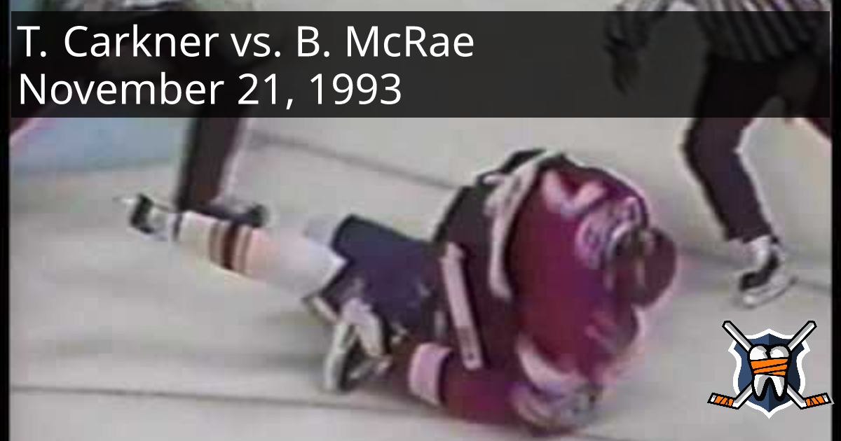 Terry Carkner vs. Basil McRae, November 21, 1993 - Detroit Red Wings vs ...