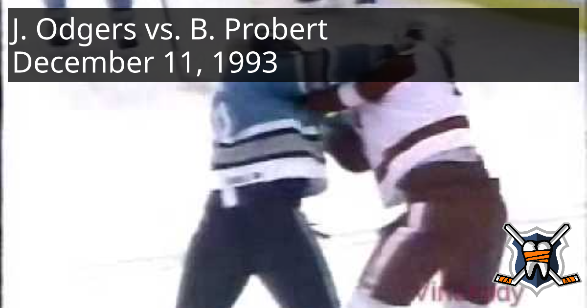 Jeff Odgers vs. Bob Probert, December 11, 1993 - San Jose Sharks vs ...