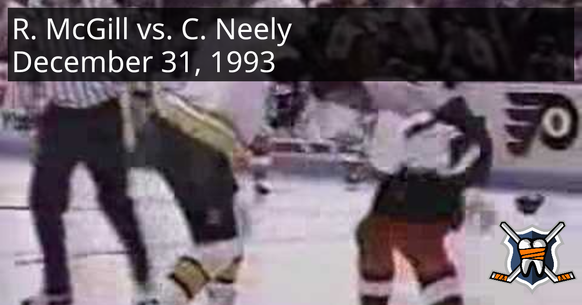 Ryan McGill vs. Cam Neely, December 31, 1993 - Philadelphia Flyers vs ...
