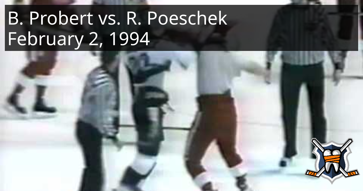 Bob Probert vs. Rudy Poeschek, February 2, 1994 - Detroit Red Wings vs ...