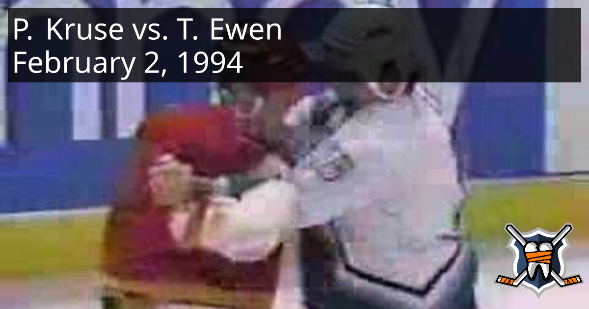 Paul Kruse vs. Todd Ewen, February 2, 1994 - Calgary Flames vs. Anaheim ...