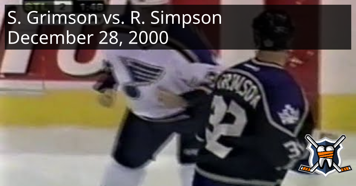 Stu Grimson vs. Reid Simpson, December 28, 2000 - Los Angeles Kings vs ...
