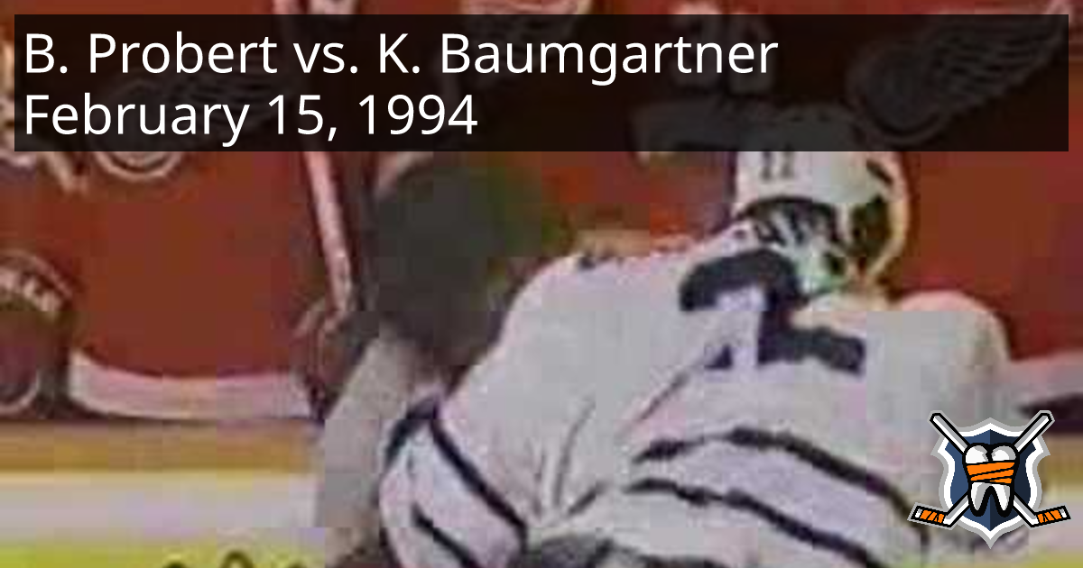 Bob Probert vs. Ken Baumgartner, February 15, 1994 - Detroit Red Wings ...