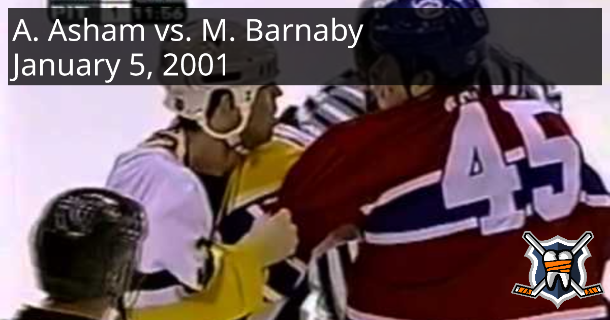 Arron Asham vs. Matthew Barnaby, January 5, 2001 - Montreal Canadiens ...