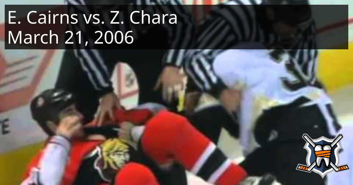Eric Cairns vs. Zdeno Chara, March 21, 2006 - Pittsburgh Penguins vs ...