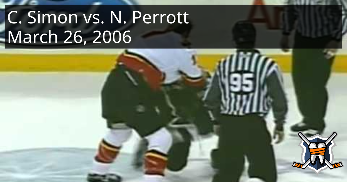 Chris Simon vs. Nathan Perrott, March 26, 2006 - Calgary Flames vs ...