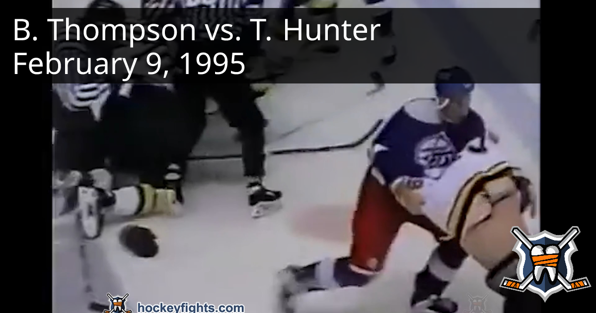 Brent Thompson vs. Tim Hunter, February 9, 1995 - Winnipeg Jets vs ...