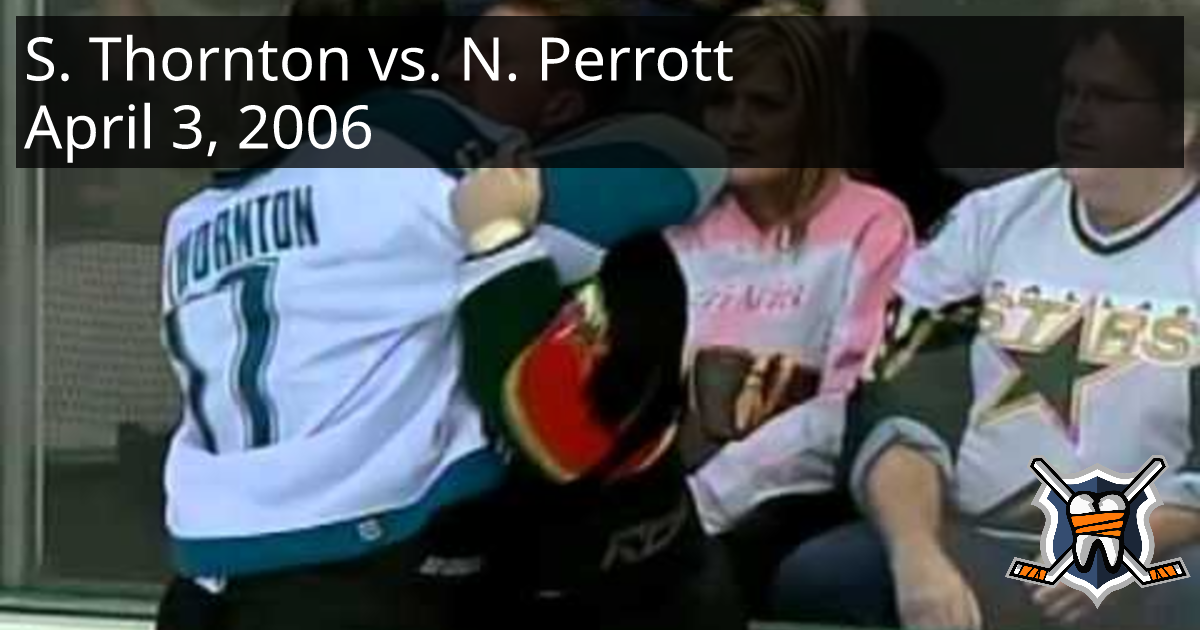 Scott Thornton vs. Nathan Perrott, April 3, 2006 - San Jose Sharks vs ...
