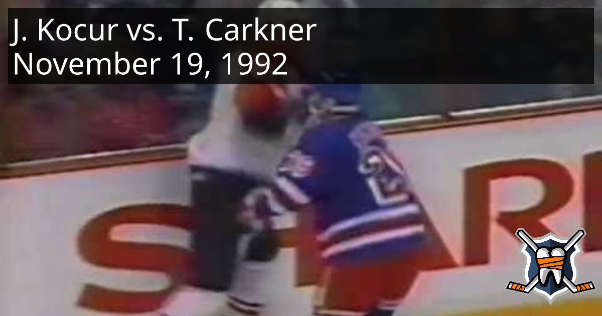 Joey Kocur vs. Terry Carkner, November 19, 1992 - New York Rangers vs ...