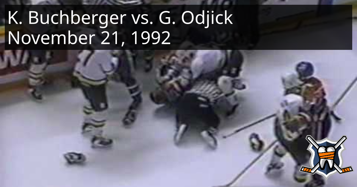 Kelly Buchberger vs. Gino Odjick, November 21, 1992 - Edmonton Oilers ...