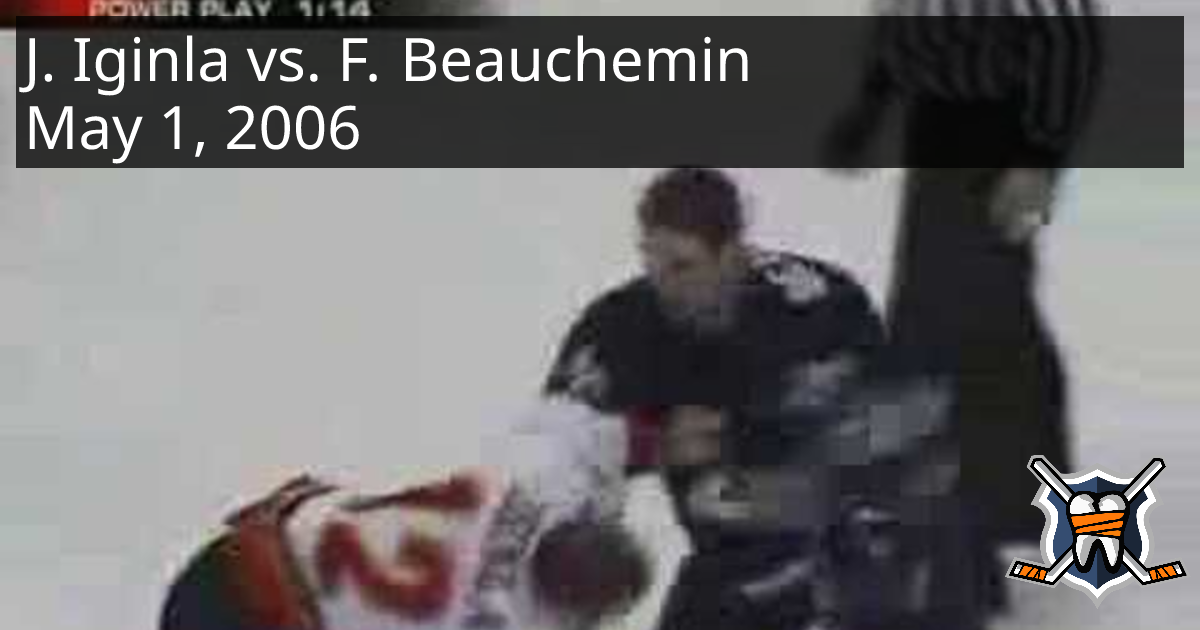 Jarome Iginla vs. Francois Beauchemin, May 1, 2006 - Calgary Flames vs ...