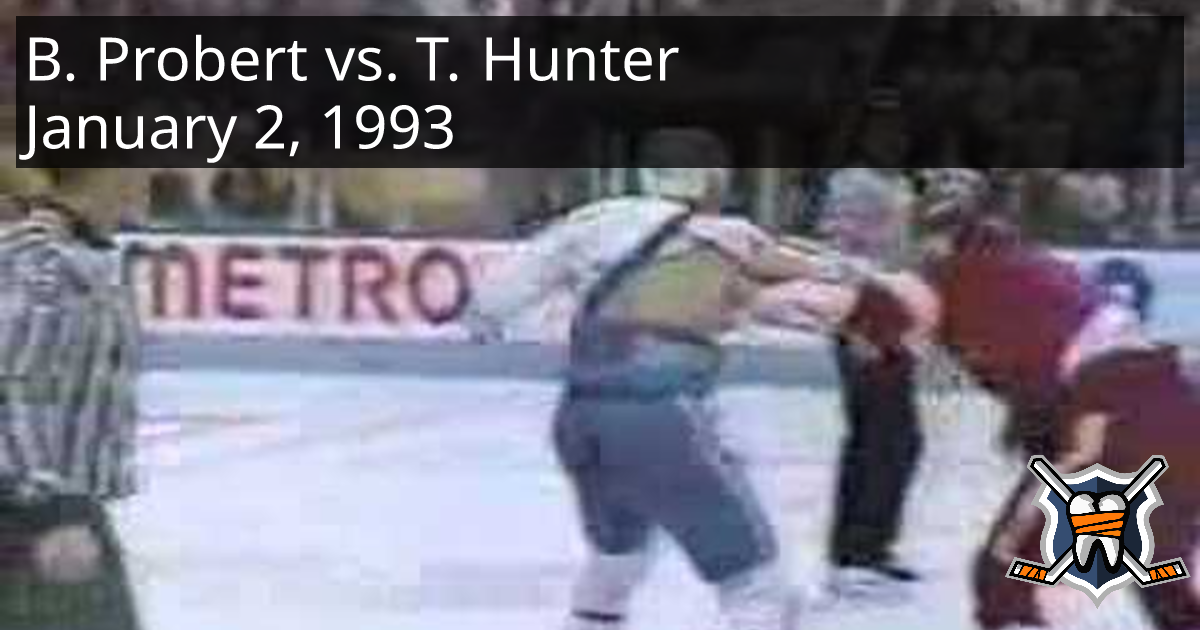 Bob Probert vs. Tim Hunter, January 2, 1993 - Detroit Red Wings vs ...