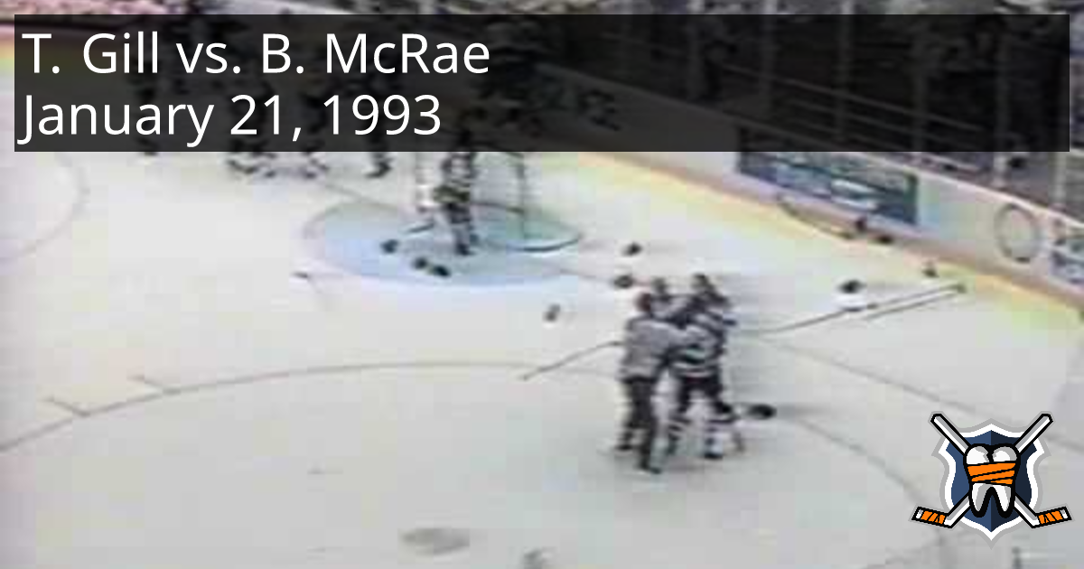 Todd Gill vs. Basil McRae, January 21, 1993 - Toronto Maple Leafs vs ...