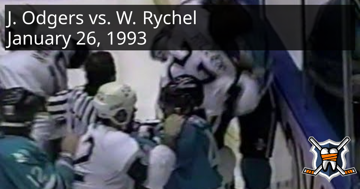 Jeff Odgers vs. Warren Rychel, January 26, 1993 - San Jose Sharks vs ...