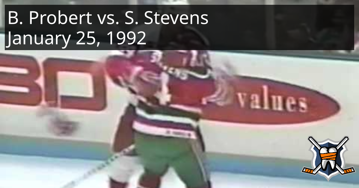 Bob Probert vs. Scott Stevens, January 25, 1992 - Detroit Red Wings vs ...