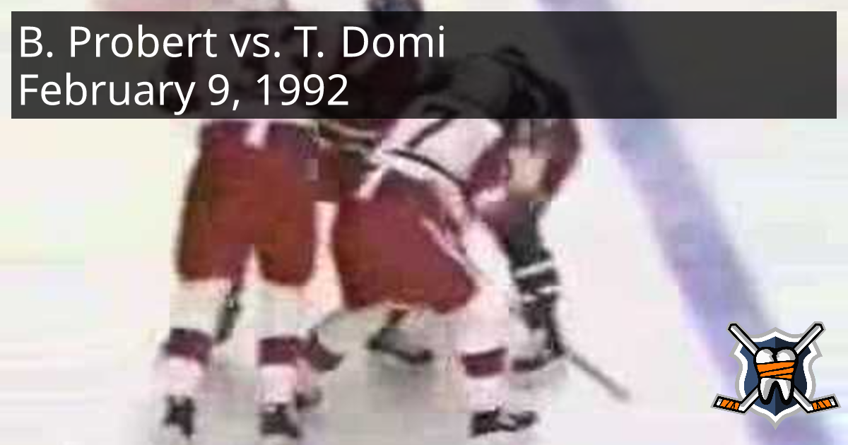 Bob Probert vs. Tie Domi, February 9, 1992 - Detroit Red Wings vs. New ...