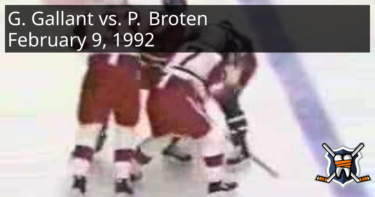Gerard Gallant vs. Paul Broten, February 9, 1992 - Detroit Red Wings vs ...