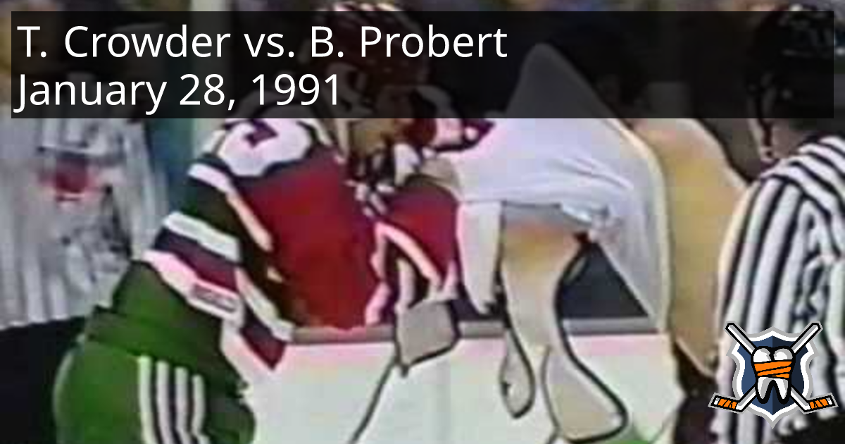 Troy Crowder vs. Bob Probert, January 28, 1991 - New Jersey Devils vs ...