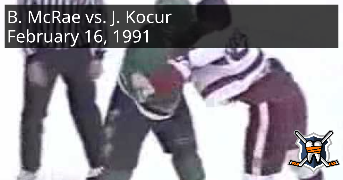Basil McRae vs. Joey Kocur, February 16, 1991 - Minnesota North Stars ...