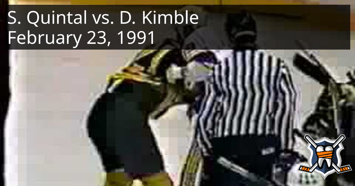 Stephane Quintal vs. Darin Kimble, February 23, 1991 - Boston Bruins vs ...