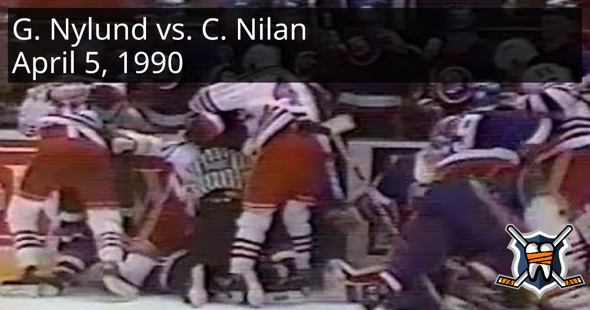 Gary Nylund vs. Chris Nilan, April 5, 1990 - New York Islanders vs. New ...
