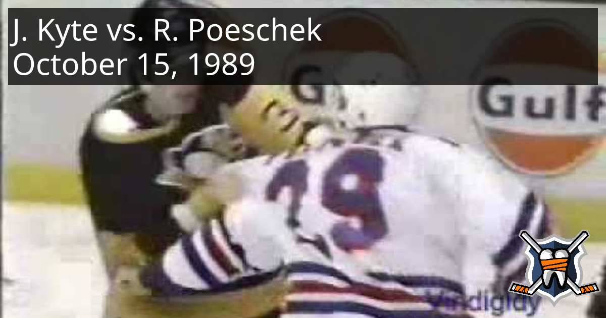 Jim Kyte vs. Rudy Poeschek, October 15, 1989 - Pittsburgh Penguins vs ...