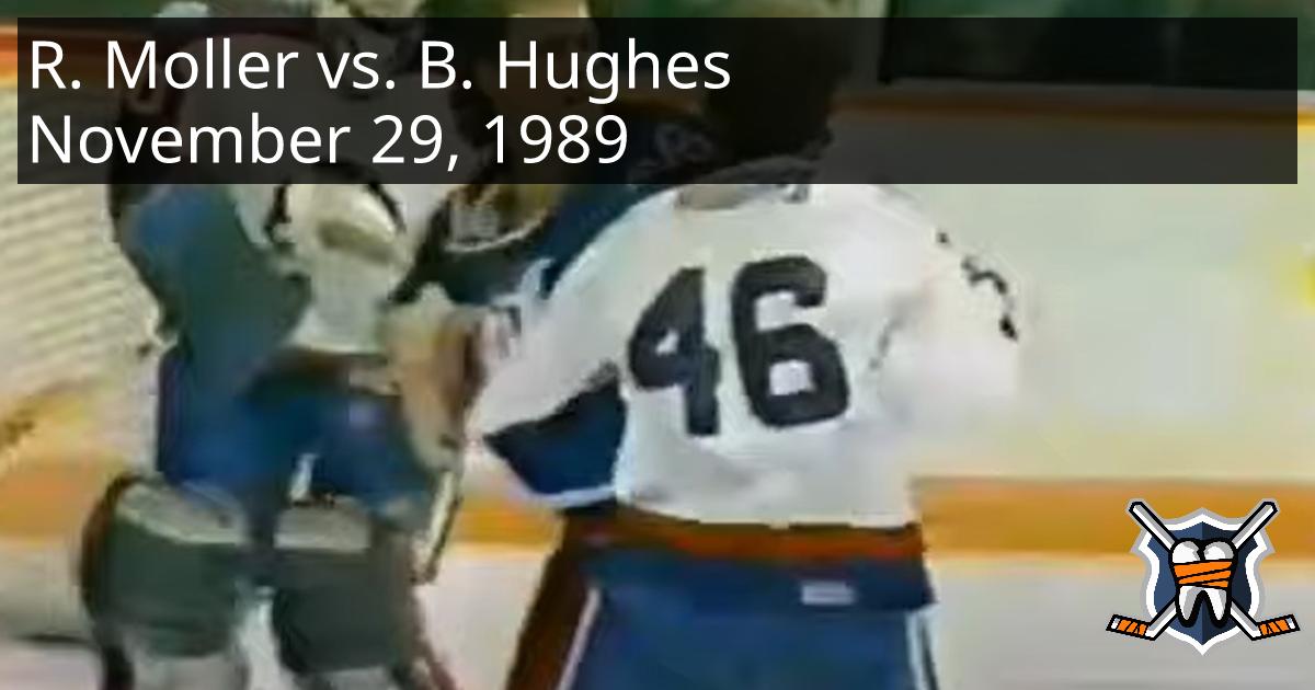 Randy Moller vs. Brent Hughes, November 29, 1989 - New York Rangers vs ...