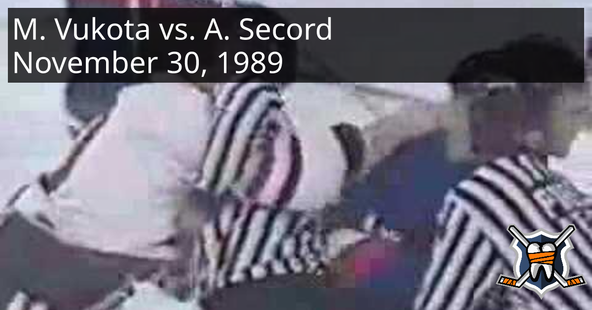 Mick Vukota vs. Al Secord, November 30, 1989 - New York Islanders vs ...