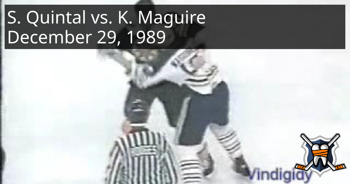 Stephane Quintal vs. Kevin Maguire, December 29, 1989 - Boston Bruins ...