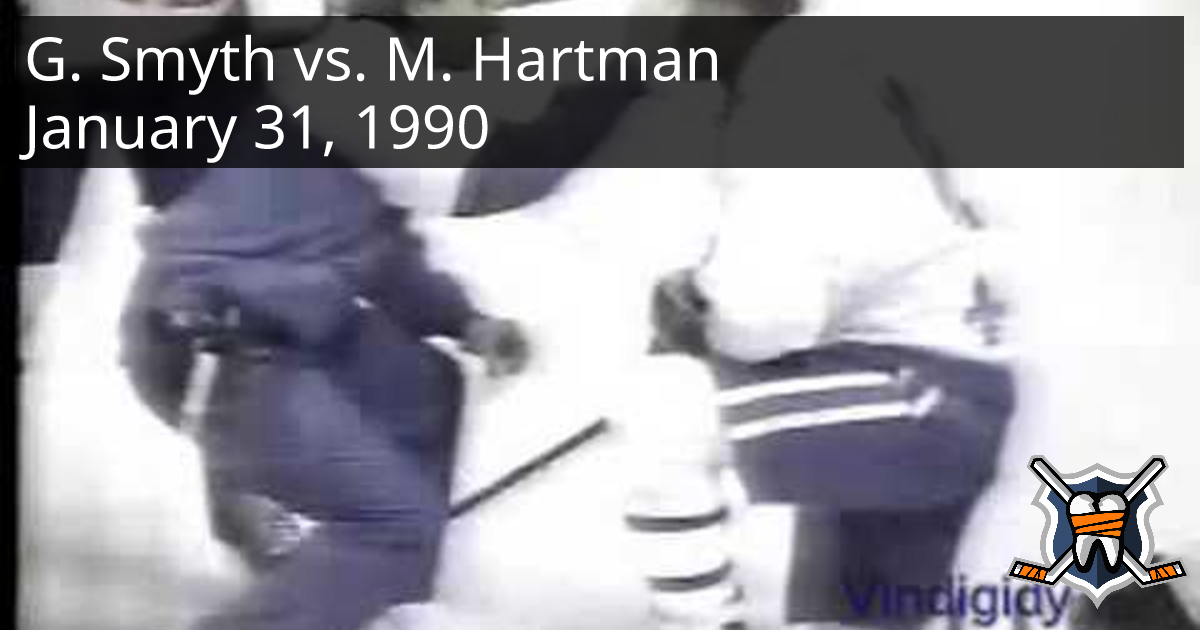 Greg Smyth vs. Mike Hartman, January 31, 1990 - Quebec Nordiques vs. Buffalo Sabres | HockeyFights