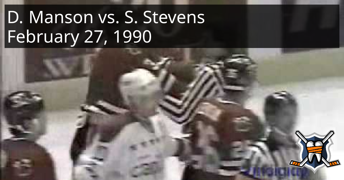 Dave Manson vs. Scott Stevens, February 27, 1990 - Chicago Blackhawks ...