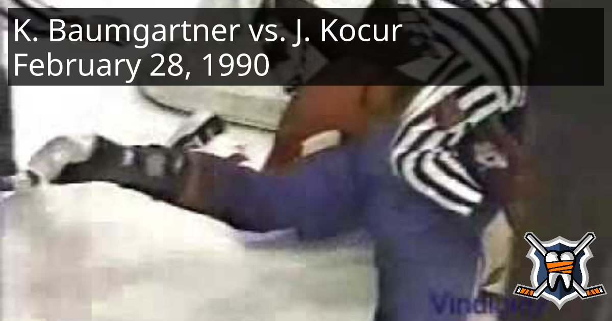Ken Baumgartner vs. Joey Kocur, February 28, 1990 - New York Islanders ...