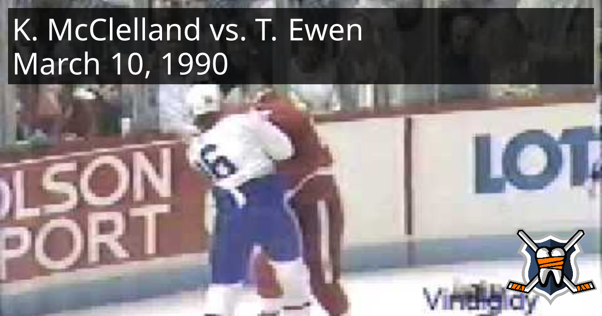 Kevin McClelland vs. Todd Ewen, March 10, 1990 - Detroit Red Wings vs ...