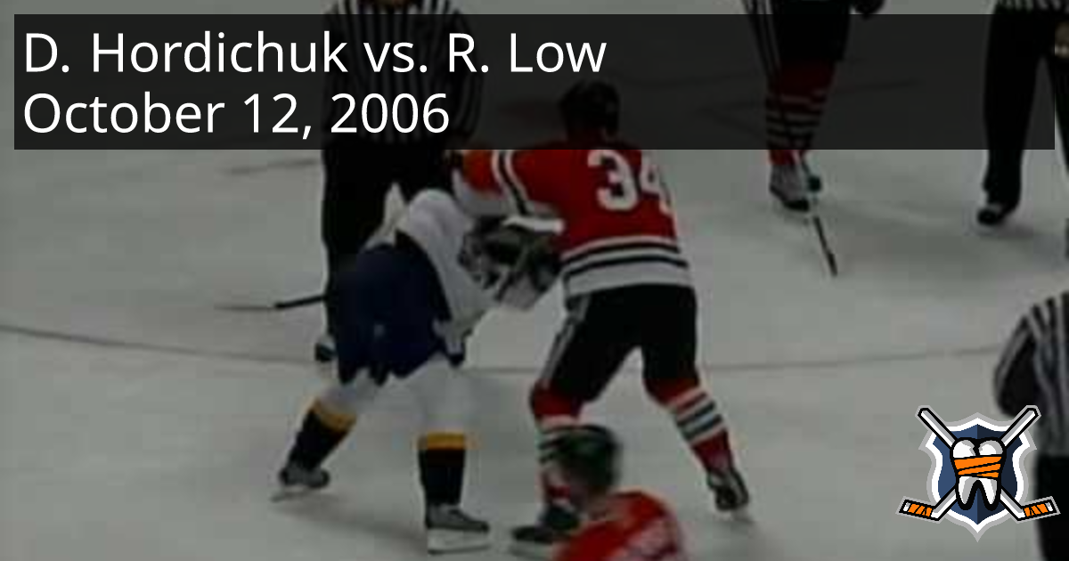 Darcy Hordichuk vs. Reed Low, October 12, 2006 - Nashville Predators vs ...