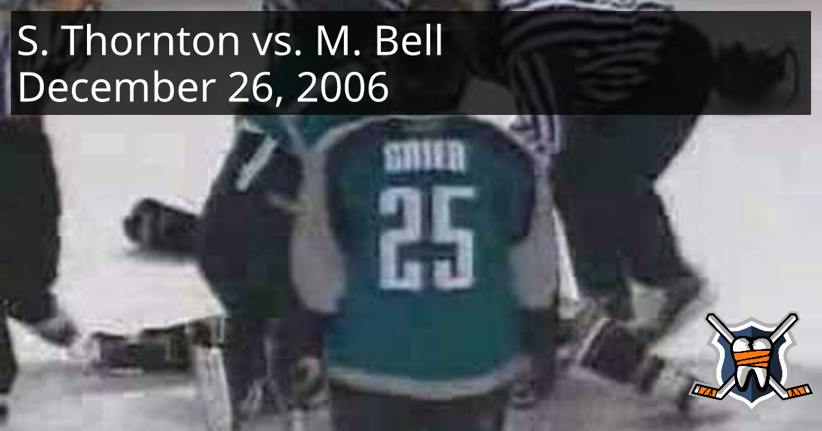 Shawn Thornton vs. Mark Bell, December 26, 2006 - Anaheim Ducks vs. San ...