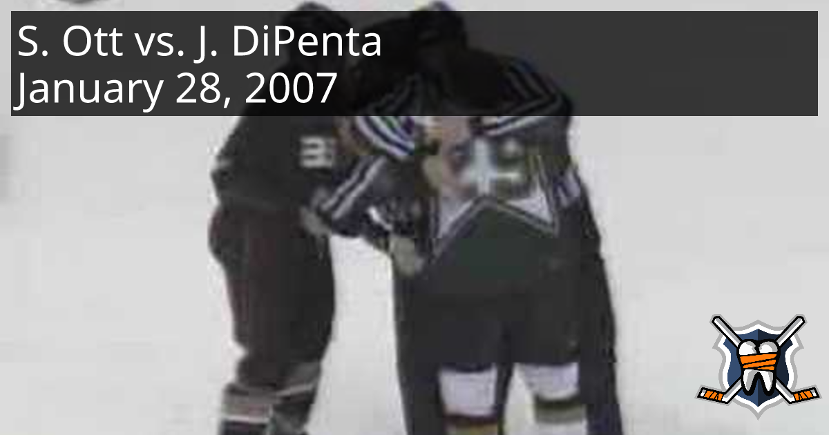 Steve Ott vs. Joe DiPenta, January 28, 2007 - Dallas Stars vs. Anaheim ...
