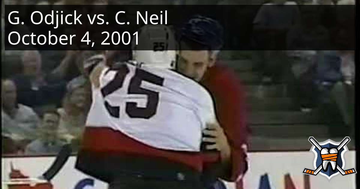 Gino Odjick vs. Chris Neil, October 4, 2001 - Montreal Canadiens vs ...